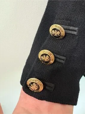 St. John | Jackets & Coats | Stjohn Santana Knit Blazer Black Gold ...